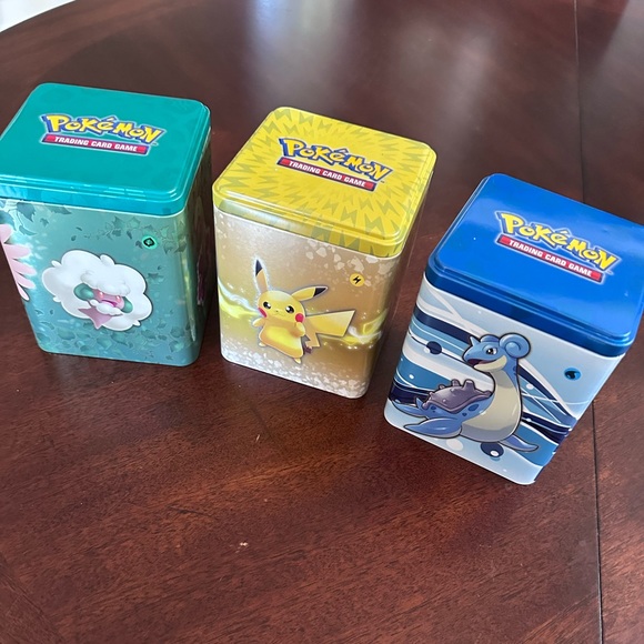 Pokemon | Toys | 3 Pokemon Empty Trading Card Storage Tin Boxes ...